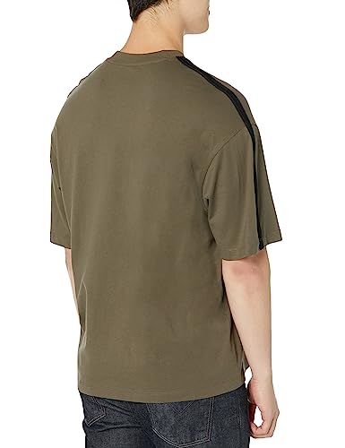 A|X ARMANI EXCHANGE Men's Oversized Logo Shoulder Stripe Tee, Crocodile, L