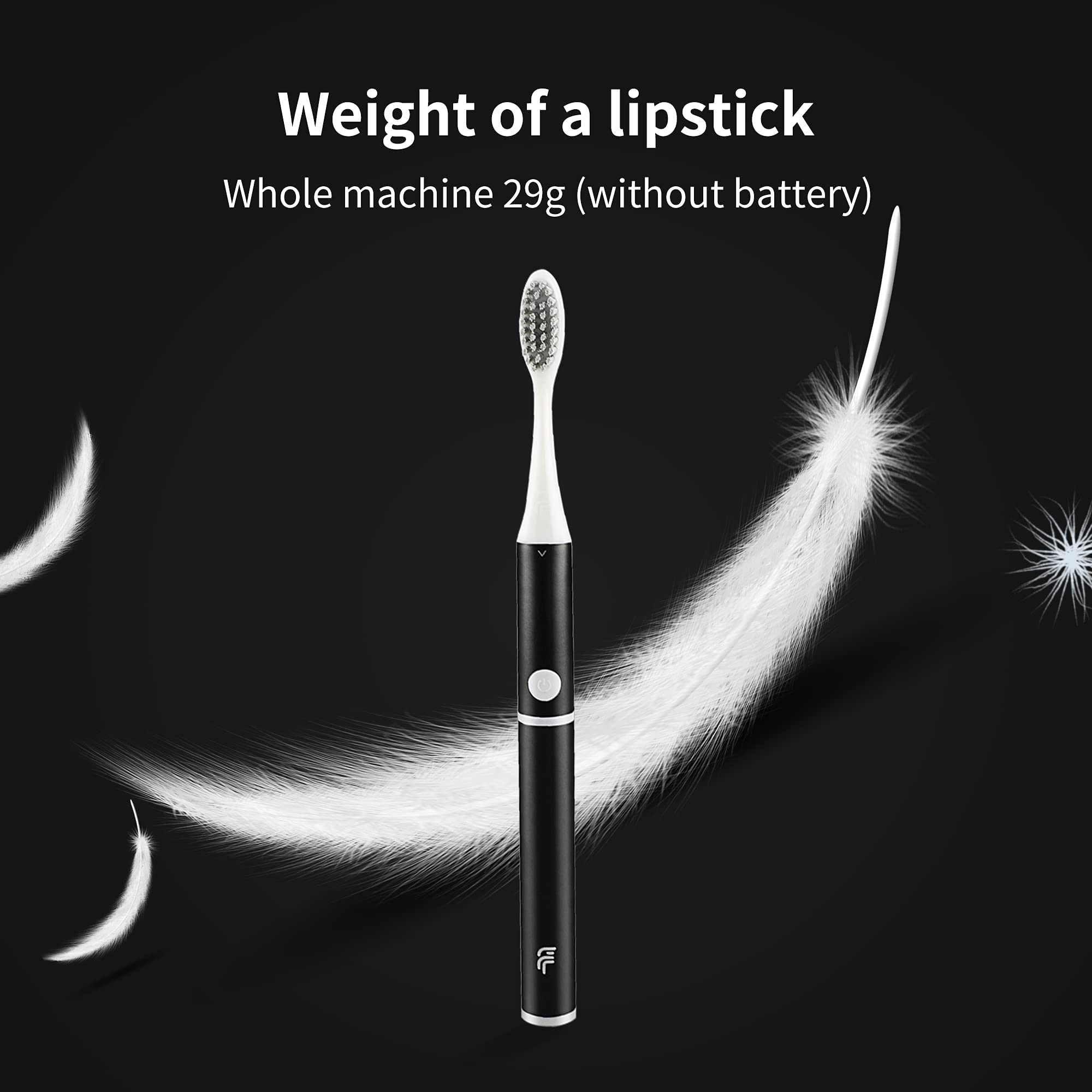 Flexforce Electric Toothbrush Suitable for Children and Adults with Replaceable AAA Battery and Brush Head, Metal Handle, Dupont Soft Hair, 180 Days, V1, Black