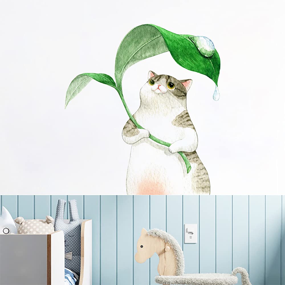 MEFOSS Cute Cat Wall Decal Removable Kitty Wall Decor Stickers 17'' × 19'' Peel and Stick Vinyl Decals Art for Living Room Kids Bedroom Playroom Nursery Wall Decorations