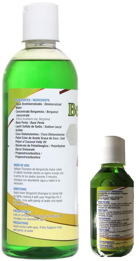 Bergamot Shampoo and Oil Set - AUKAR Shampoo (500ml), Bergamot Oil (120ml), and Key Chain