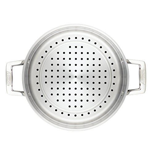 Anolon Authority Hard-Anodized Nonstick Covered Dutch Oven with Steamer Insert, 5-Quarts, Gray