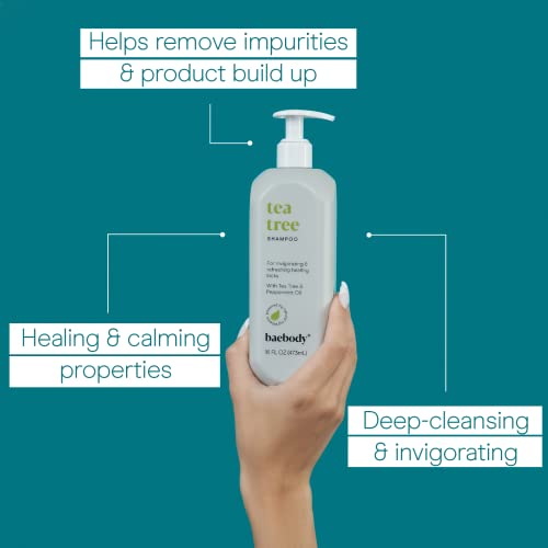 Baebody Award Winning Tea Tree Oil Shampoo - Clarifying for Build-Up, Dry Scalp and Oily Hair - Vegan Anti-Dandruff for Men/Women