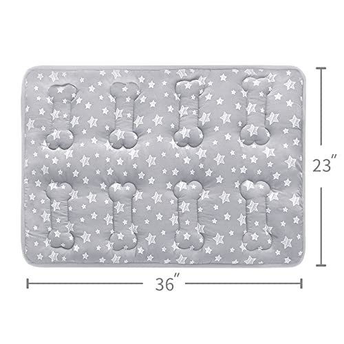 Dog Crate Mat (36" X 23"), Soft Dog Bed Mat with Cute Stars, Personalized Dog Crate Pad, Anti-Slip Bottom, Machine Washable Kennel Pad