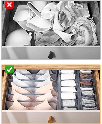 Underwear Organizer Drawer Divider 3 Set, Closet Socks Bra Organizer 6&7&11 Cell Collapsible Cabinet Storage Boxes for Lingerie, Panties , Lingerie, Stockings, Scarves, Ties