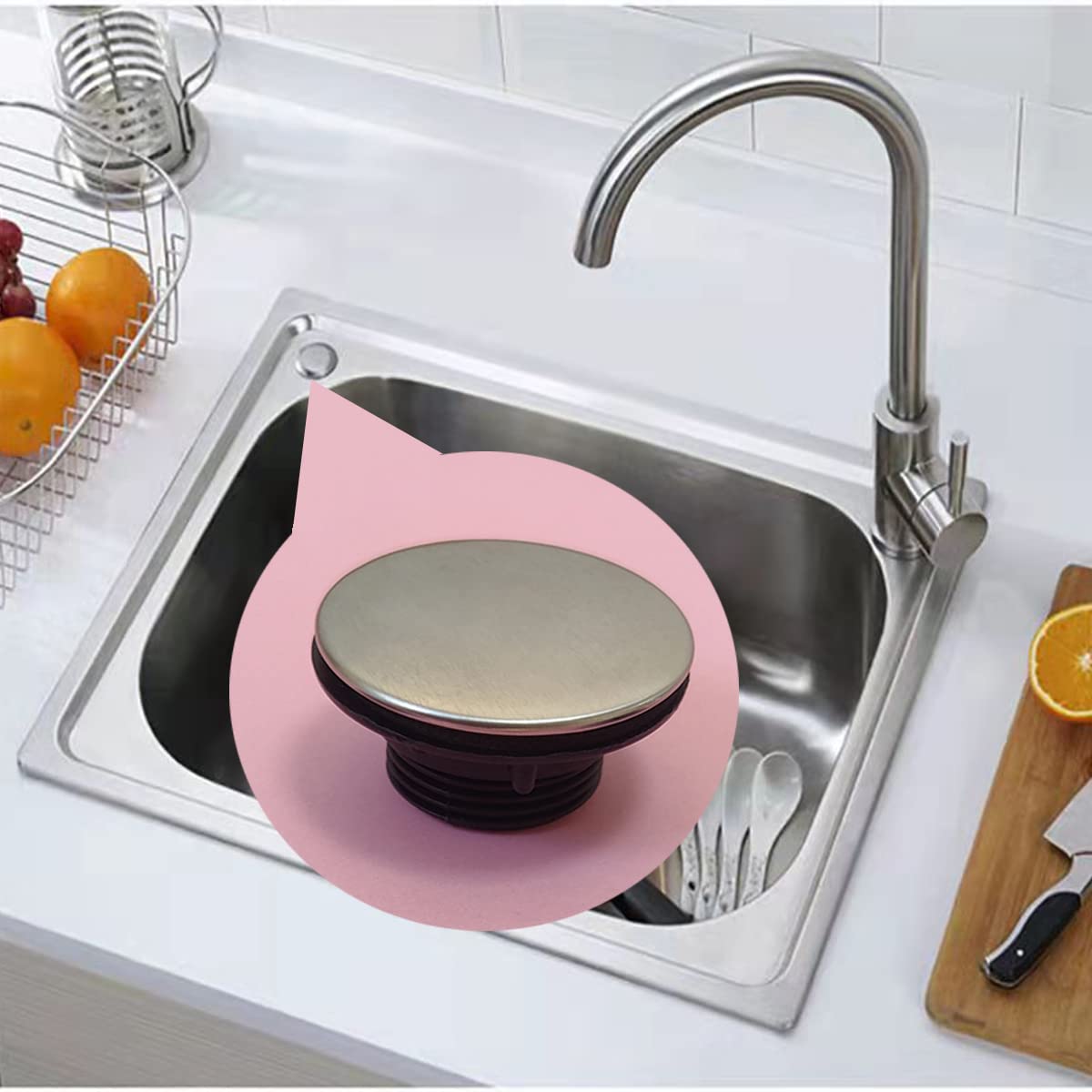 2 Pcs Stainless Steel Kitchen Sink Tap Hole Cover ,Kitchen Faucet Hole Cover ,Faucet Hole Cover,Sink Tap Hole Cover,Kitchen Faucet Hole Cover Stainless Steel (1.2 to 1.6 Inch in Diameter)