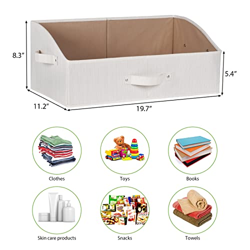 KEEGH Storage Bins for Closet Shelves Storage Baskets for Shelves Trapezoid Storage Bin Fabric Organizer Bins for Clothes with Handles,Beige,Set of 3