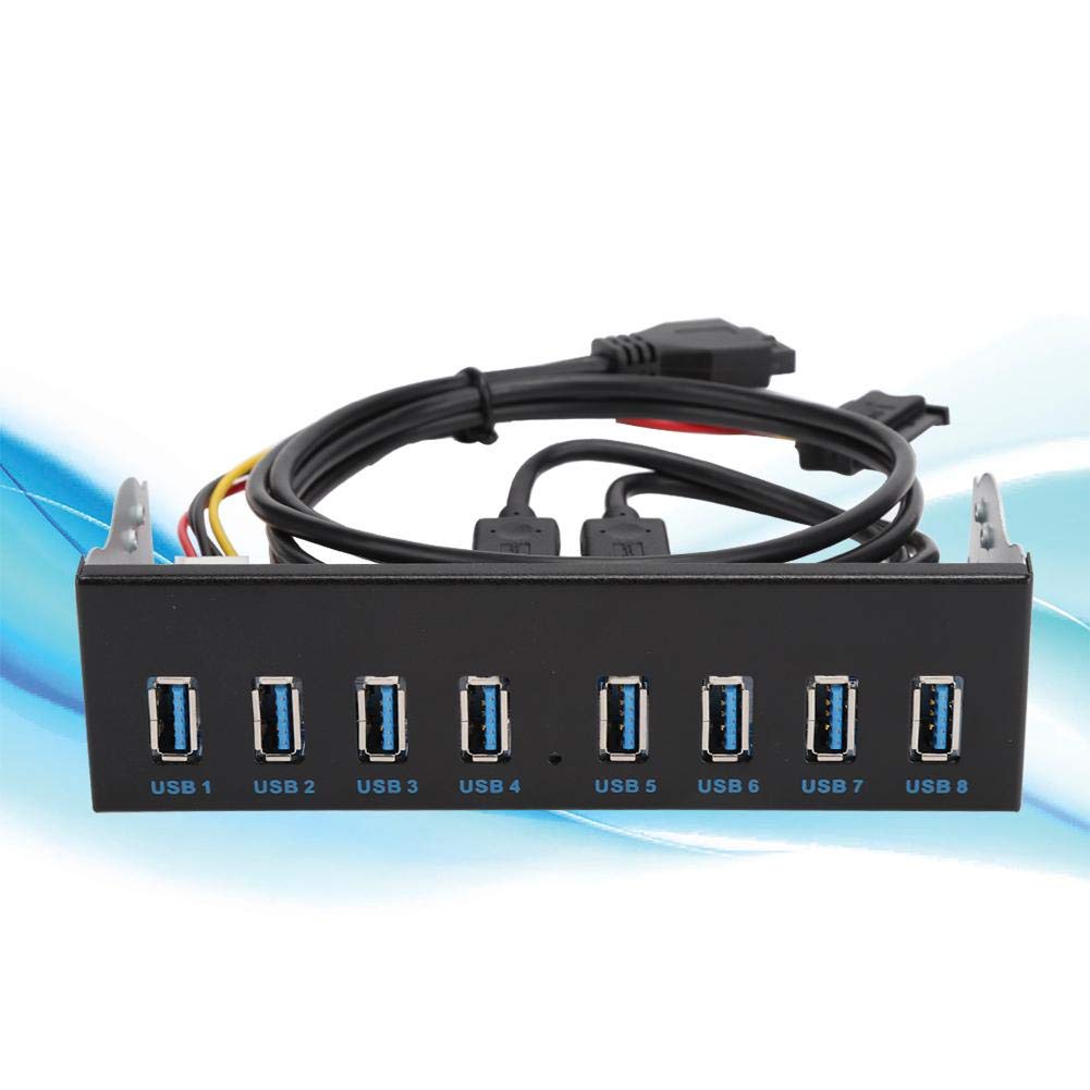 ASHATA USB Front Panel,USB3.0 19PIN 8 Ports Hub Optical Drive Extension Front Panel Adapter for PC Computer
