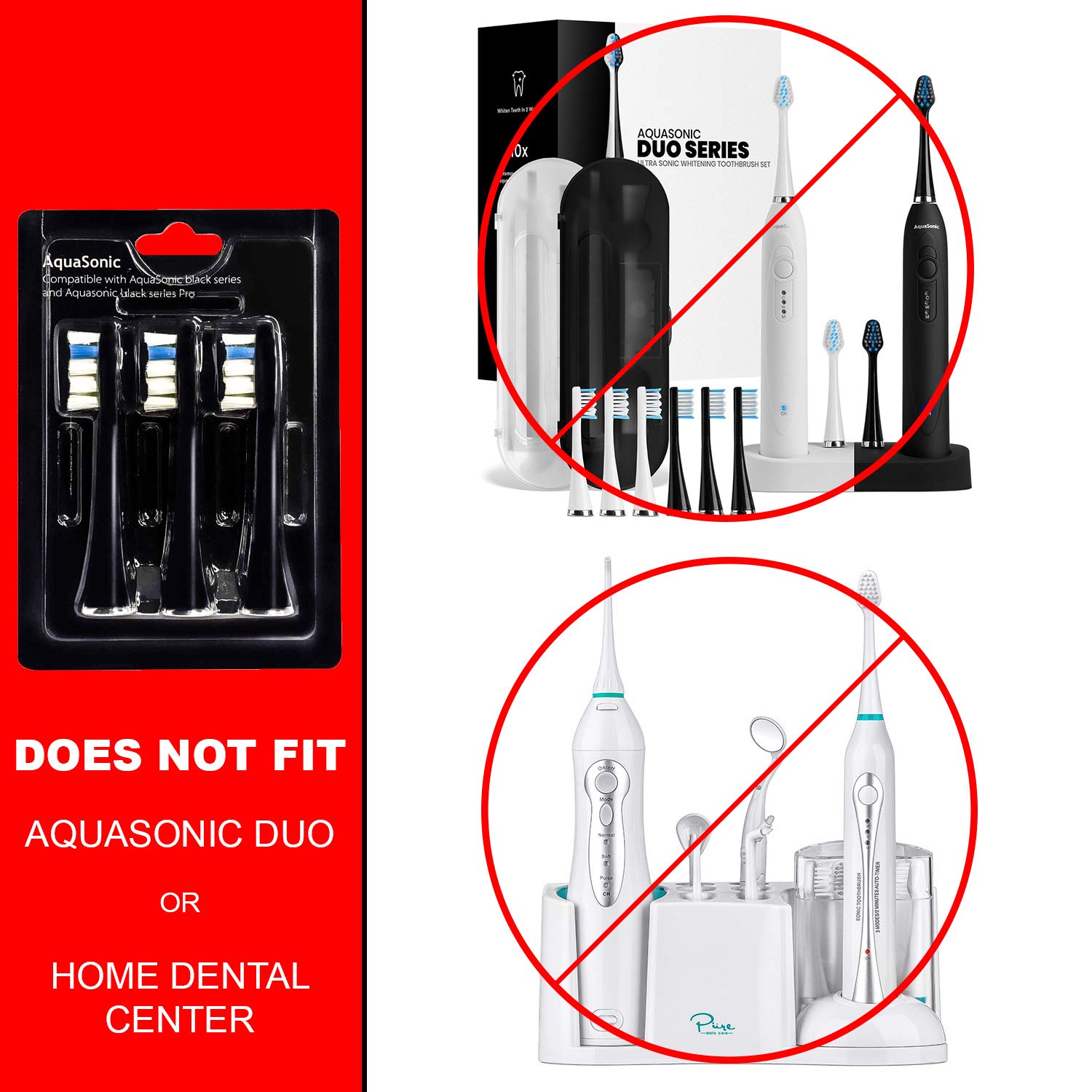 AquaSonic Proflex Replacement Brush Heads | for Whiter Teeth & Gum Care | Compatible with Many AquaSonic Toothbrush Handles (3 Pack Black)