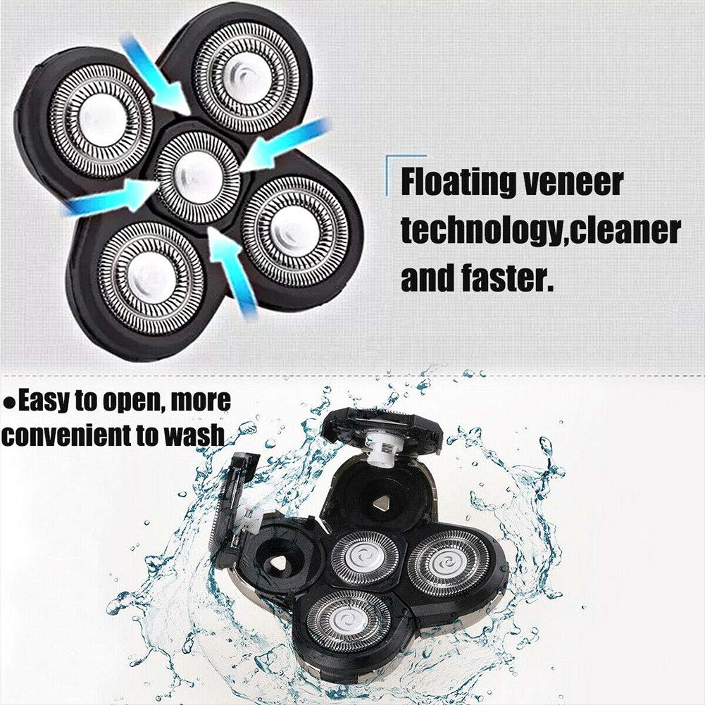 5 Head Shaver Heads, Shaver Blade Heads Shaver Replacement for Electric Razor Shaving Bald Tool, Head and Face Electric Razor Shaver Head