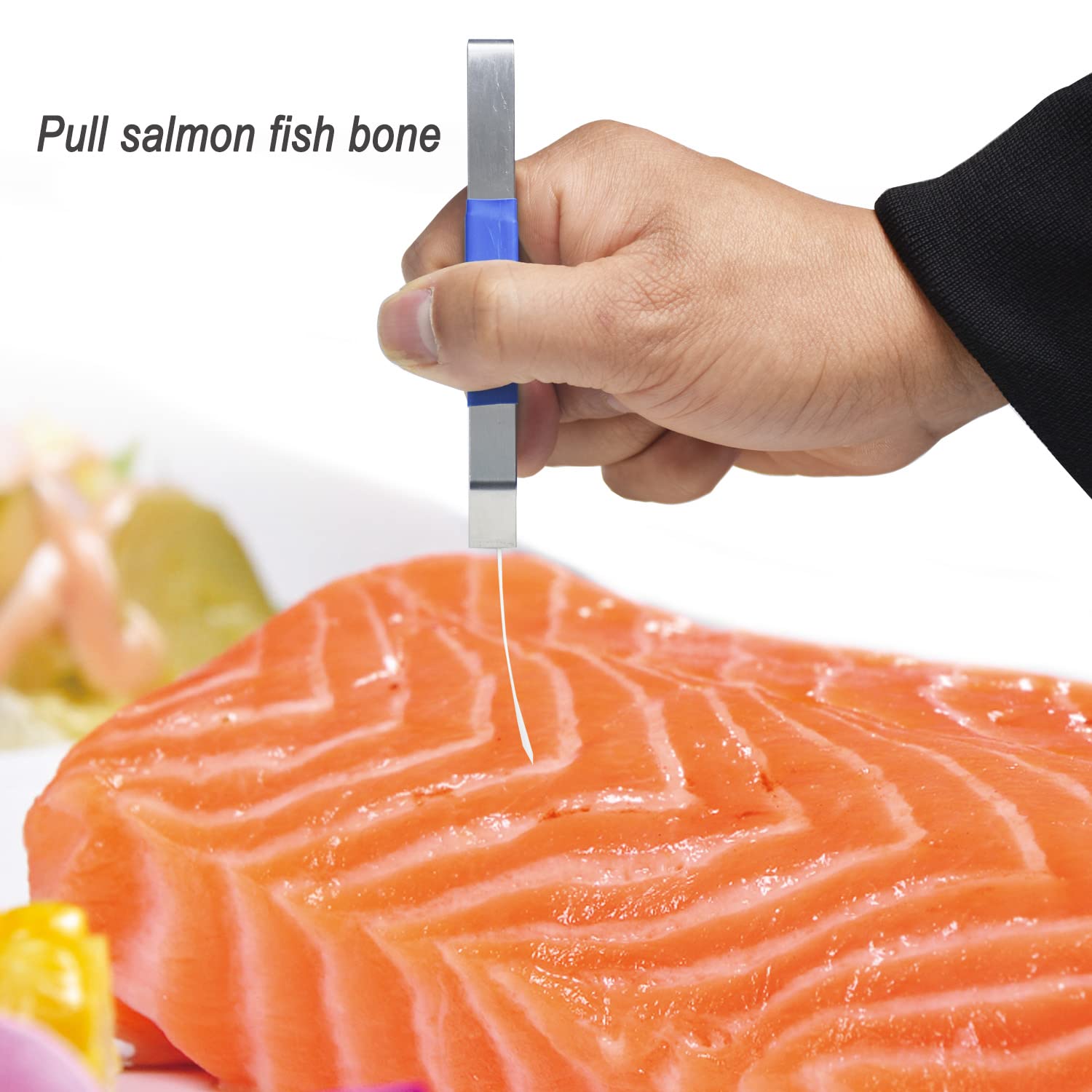 2 Pcs Tweezers, Stainless Steel Non-slip Flat and Slant Tweezers Fish Salmon Bones Remover Tool