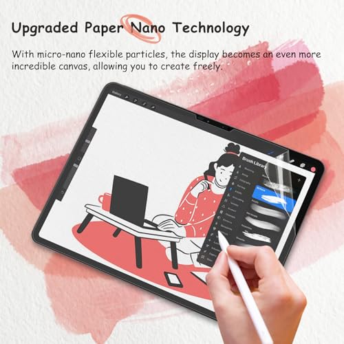 bersem 2-Pack New Paper Nano Screen Protector Compatible with iPad Air 11 Inch 2024 (M2) & iPad 10th Generation 2022 (10.9 inch), Matte PET Film for Paper Art Writing, Nib Friendly, Anti-Glare
