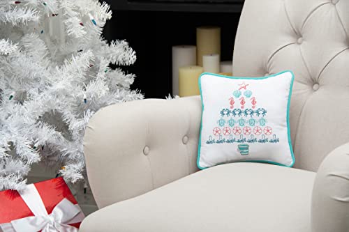 C&F Home Coastal Tree Pillow Holiday Xmas Winter Gift Present Embroidered Saying Christmas Decor Decoration Accent Pillow 10 x 10 White