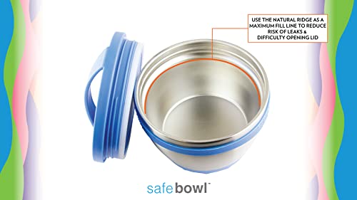 Kid Basix Safe Bowl, Reusable Stainless Steel Lunchbox Container for Adults, Thermos for Hot & Cold Food Storage, Dishwasher Safe, 16oz Teal