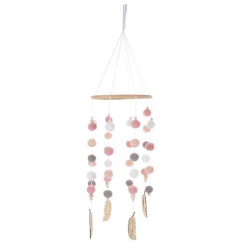 BESPORTBLE Mobile Wooden Further Pompom Ball Wind Chime Bed Bell Nursery Mobile Crib Ceiling Wooden Beads Wind Chime