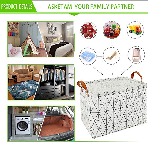 ASKETAM Kid Cute Rectangle Toy Box for Girl, Baby Collapsible Toy Storage Bin Nursery Child Playroom Bedroom Decor Clothes Storage Bin Gift Basket(Geometric diamond)
