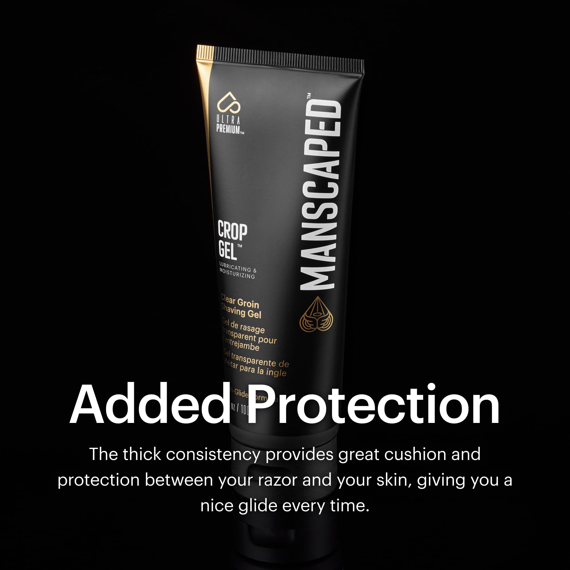 MANSCAPED® Crop Gel® Clear Groin Shaving Gel, Moisturizing and Lubricating Multi-Glide Formula Designed for Below-the-Waist Trimming, Vegan and Paraben-Free (3.5 oz)