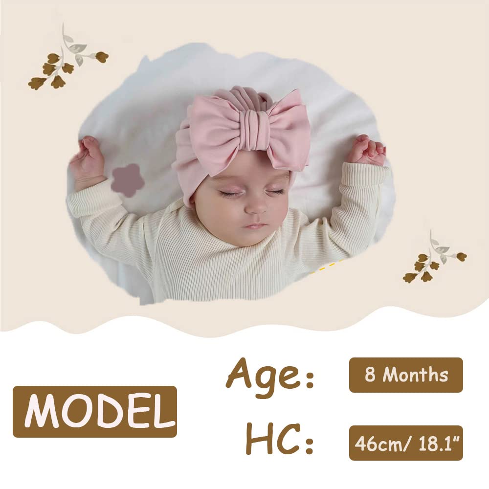 Peecabe 5-Pack Cotton Baby Hat Bow Beanie Cap for Baby Girls 0-36 Months Infant Toddler Hats Spring Summer Autumn (5PCS-B)