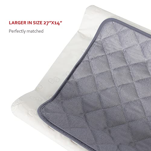 Bamboo Diaper Changing Pad Liner Non-Slip, Soft Terry Waterproof Changing Pad Mat, Quilted Absorbent Bassinet Liner Washable, 3 Pack Large 14"x 27" Reusable Changing Table Pad Protector Grey