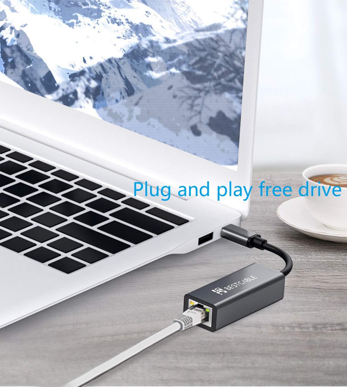 BEST CABLE USB C Network Adapter,USB C to RJ45 Gigabit Ethernet LAN Network Adapter Supporting 10/100/1000 Mbps Compatible for MacBook Pro 2019 2018 2017 iPad Pro MacBook Air XPS Galaxy S9 S8 and More