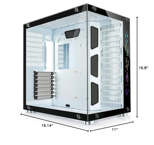 GIM ATX Gaming PC Case, 270° Full View Tempered Glass, 360MM RAD Support, Mid Tower Computer Case with Front Panel RGB Strip, USB 3.0 I/O Port & 2 Magnet Dust Filter, Fans are Not Included (White)