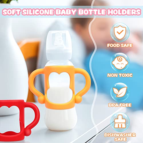 6 Pack Baby Bottle Handles, 100% Silicone Baby Bottle Handles, Narrow Sippy Bottle Handles-Teach Babies to Hold Their Own Bottle, BPA-Free (Muti-Colors)