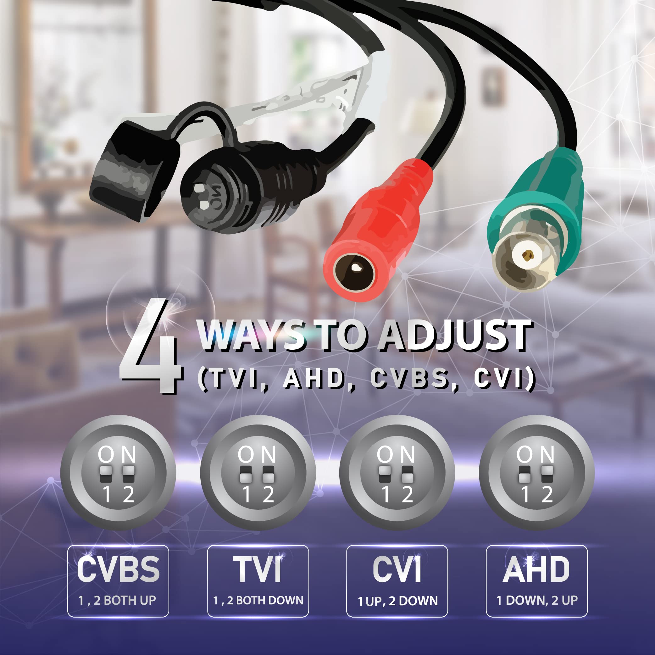 Marquis, 5MP Lite 4MP 2MP 247 FullColor HD TVICVIAHDCVI Turret Dome CCTV Security Camera, Indoor Outdoor Color Night Vision Waterproof Analog Surveillance Camera 2.8mm Lens, White