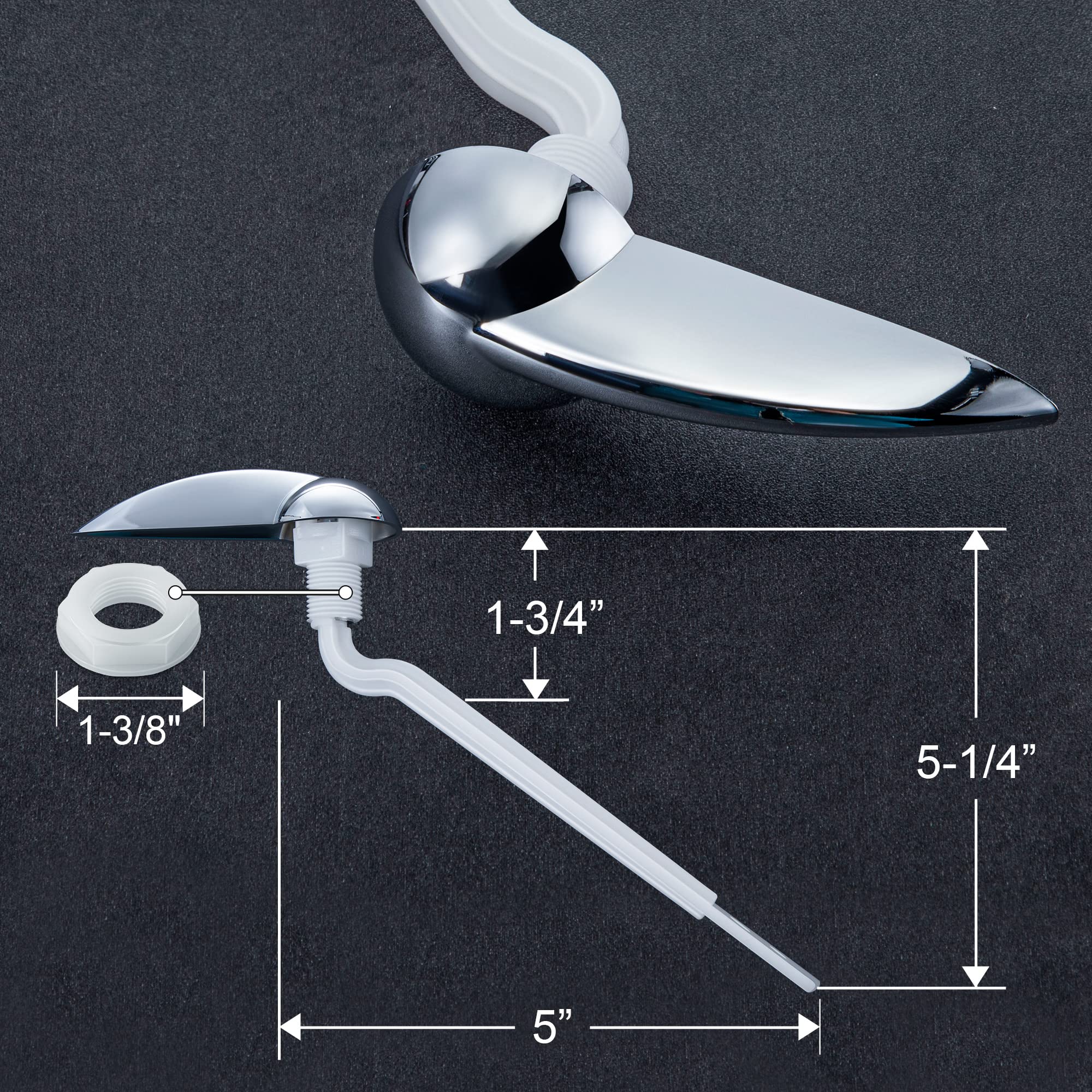 2 Pack Universal Toilet Flush Handle Replacement Kit, Compatible with American Standard Toilet Handle Parts Left Hand Trip Lever 738995-0020A Champion4, White Toilet Bowl Flusher Handles Repair Kit