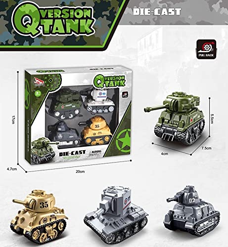 Ai-Fun 4PCS Mini Tank Pull Back Tank Model Toy Military Toy Vehicle for Kids (Solid Color)