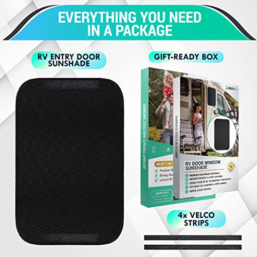 LATCH.IT RV Window Shade V2.0 | 16 x 24.75“ Blackout RV Door Window Shade | Total Blackout Fabric | RV Window Coverings | Instant Cooling and UV Protection | RV Door Shade for Camper Windows!