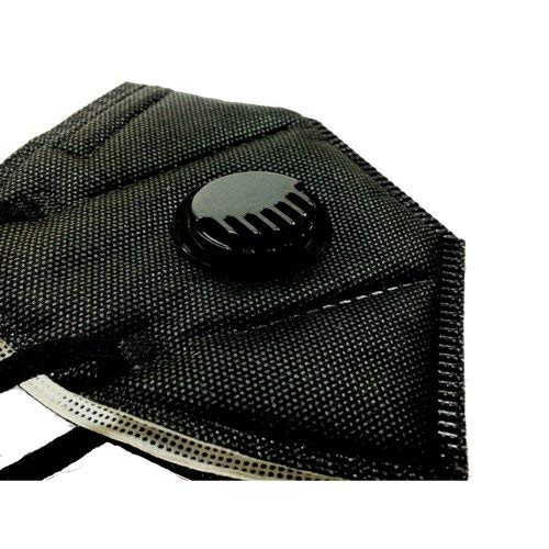 Face Mask Black with Breathing-Valve 5 Pack | Disposable Face Masks for Woman and Men 5 Layer Non-Woven | Sport Face Mask for Protection | Breathable Face Mask Lightweight and Comfortable on Skin