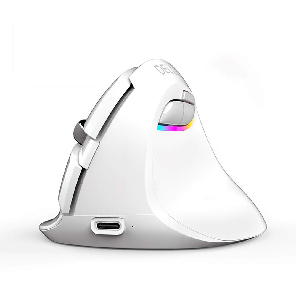 Ai5G Bluetooth Vertical Mouse M618 Mini 2.4Ghz Computer Wireles Mice 2400DPI Ergonomic Rechargeable Noiseless Gaming Mice for PC MAC (White)