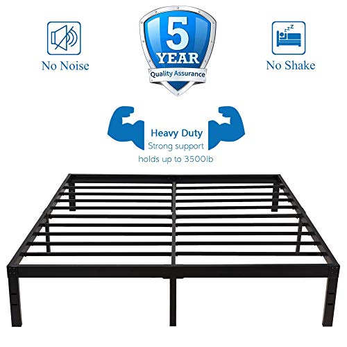 Homdock King Size Bed Frame-16 Inch Metal Platform Mattress Foundation/Sturdy Strong Steel Structure 3500 lbs Heavy Duty/Noise Free/None Slip/No Box Spring Needed/Black Finish