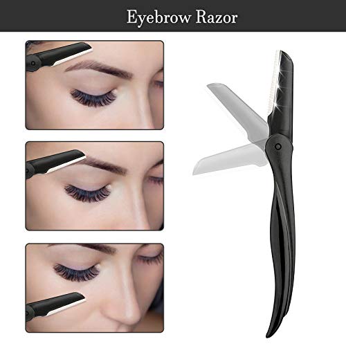 13Pcs Eyebrow Kit with Eyelash Curler, Eyebrow Grooming Trimming Kit with Eyebrow Razor Comb Scissors Tweezers Pen Stencil Shaper for Women Black