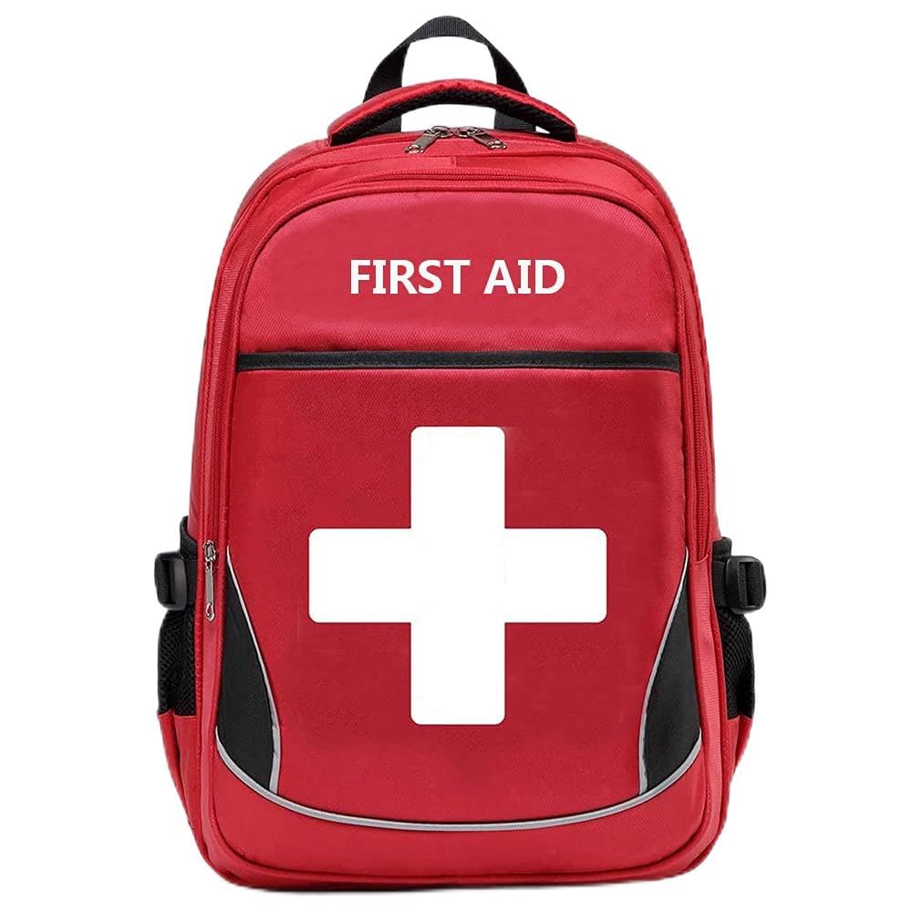 Camoredy First Aid Bag Empty Red Emergency Medical Bag First Responder Trauma Multi-Pocket Traveling Field Trips Camping Essentials (RED-1PCS)