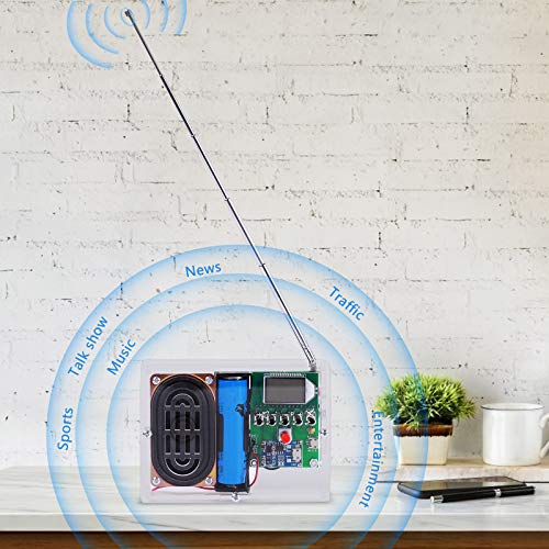 MiOYOOW FṂ Radio Kit, LCD Display Rechargeable Digital Radio Module DIY Kit with Headphone Jack, Soldering Leaning Project for College High School Education and Home Office Outdoor Use