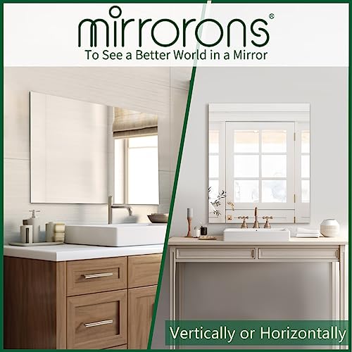 Mirrorons Frameless Mirror, Wall Mirror 40" x 32", Modern Rectangle Bathroom Mirrors for Wall with Polished Edge, Hangs Horizontally or Vertically. Entryways, Bathroom, Gym.