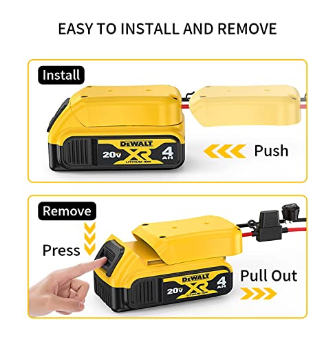 2 Pack Power Wheel Adapter for Dewalt 20V Battery Series with Fuse, Switch & Wire Terminal, 3Pcs 30A Fuse, 12 AWG Wire Battery Converter Connector DIY for RC Toys, Robotics, Truck and Work Lights (2)
