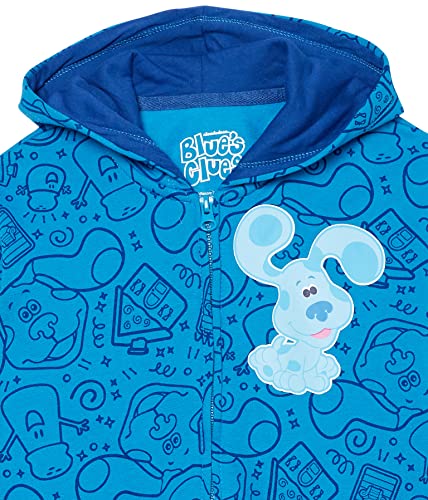 Nickelodeon Boys' Blue's Clues & You Toddler All Over Print Zip Up Fleece Hoodie, Royal, 3T