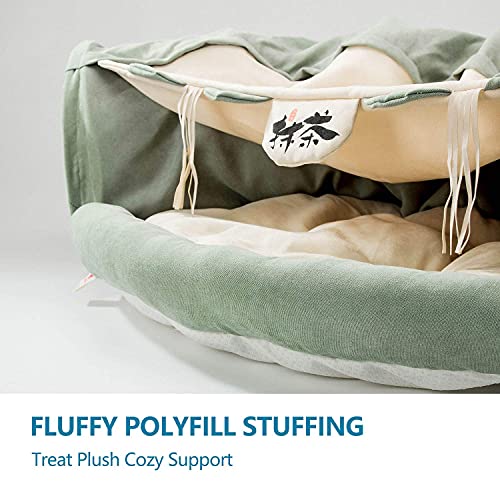 HIPIPET Cat Tunnel for Indoor Cats, Cat Tube with Collapsible Washable Cat Bed,Premium Cat Toy for Small Medium Large Cat.(Matcha)