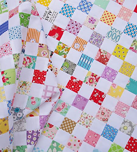 200 PCS 4" x 4" Floral Precut 100% Cotton Fabric Squares Fabric Bundles for Sewing & Quilting