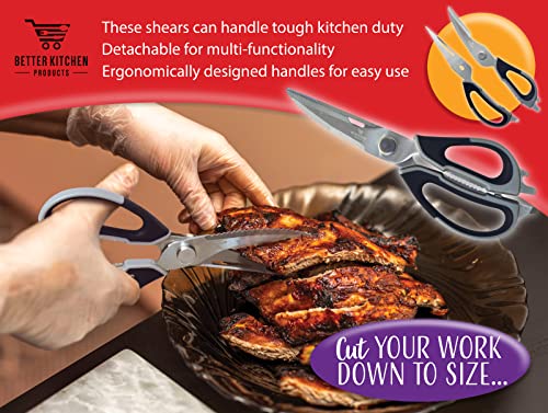 9" Premium Kitchen Shears with Detachable Blades by Better Kitchen Products, Stainless Steel, All Purpose Come Apart Utility Scissors, Heavy Duty Kitchen Scissors, Meat Scissors, Poultry Shears