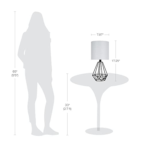 Catalina 22771-001 Mid-Century Modern Open Metal Cage Table Desk Lamp, 17.25", Matte Black