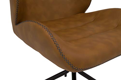 Calico Designs Devonport Swivel Armless, No Casters, Home Office Accent Chair in Black Metal 4-Star Base/Anitque Spotted Copper Faux Leather with Stitch Detail
