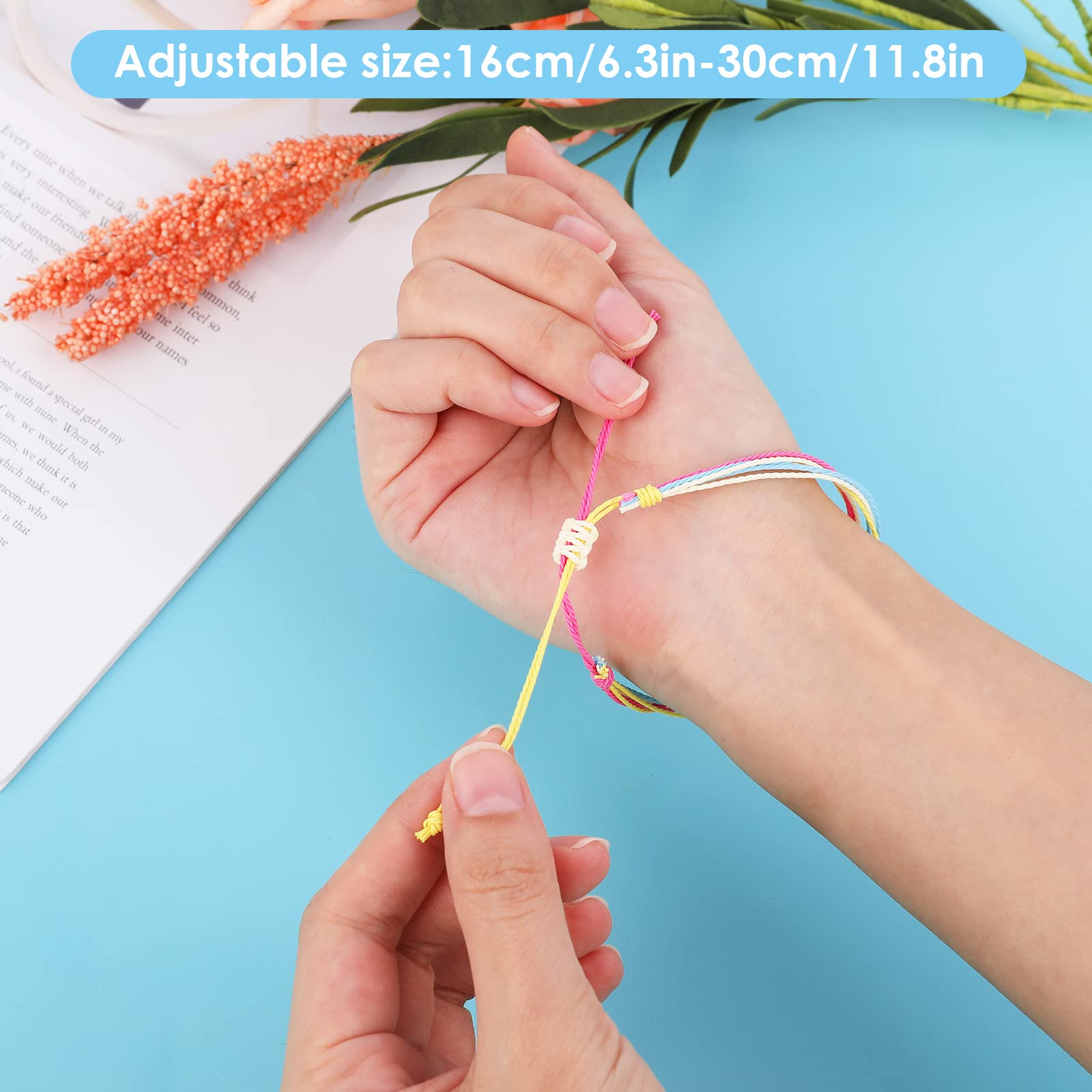 16Pcs String Bracelets Summer Beach Surfer Wave Bracelets Waterproof String Wave Bracelet Adjustable Handmade Wave Bracelet Anklets for Women