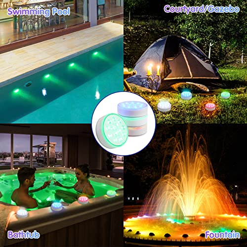 2 Pack Rechargeable Pool Lights, Pool Lights for Inground Pools IP68 Waterproof, Underwater Submersible Lights with Remote Timer, 13 LED 16 Colors Floating Pond Light for Bathtub Hot Tub Aquarium