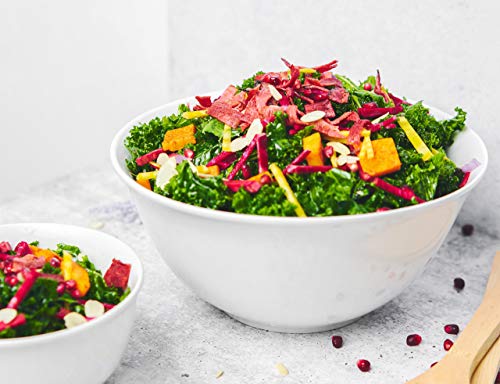 Kook Ceramic Salad Serving Bowls, Chip Resistant Ceramic, Microwave and Dishwasher Safe, White Glossy Porcelain, Bristol Collection (Serving Bowl)