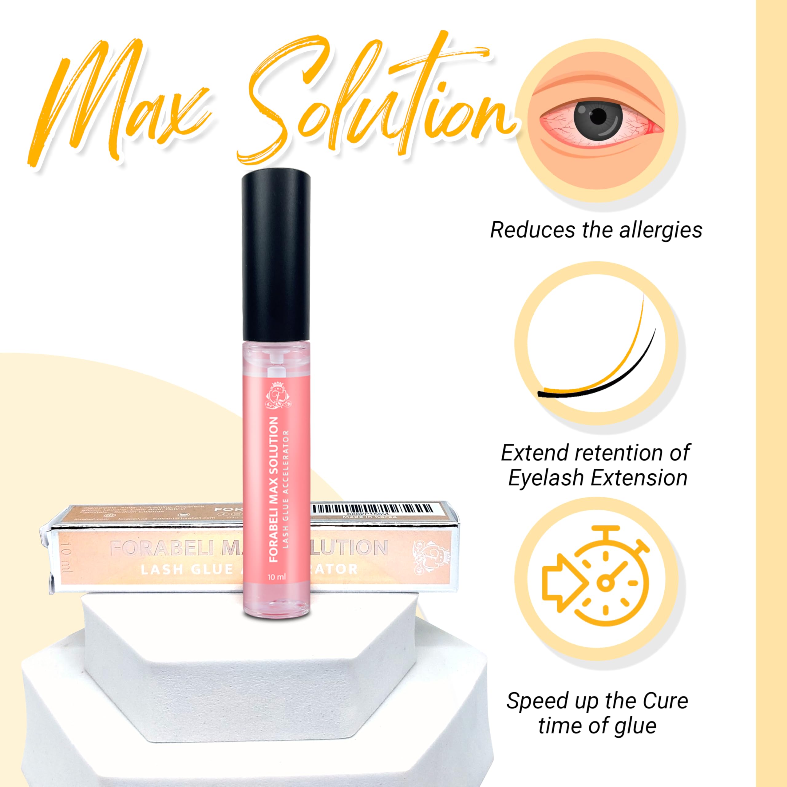 Forabeli Lash Bonder for Eyelash Extensions - Max Solution Fast Cure, Boosts Retention, Reduces Sensitivity, Pro-Grade Bonding Accelerator