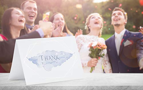 Banana Basics Thank You Cards Bulk Set w/Envelopes (72-Pack) Blank Note Cards 4 x 6 | Navy Blue With Silver Foil Stamping, | Perfect For Wedding, Bridal Shower, Baby Shower, Business, Graduation,