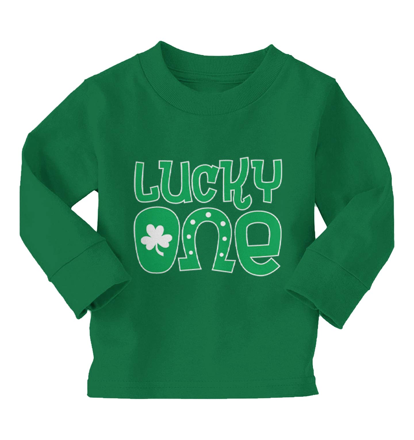 Lucky One - Horseshoe Shamrock Long Sleeve Toddler Cotton Jersey Shirt (Kelly - Long Sleeve, 2T)