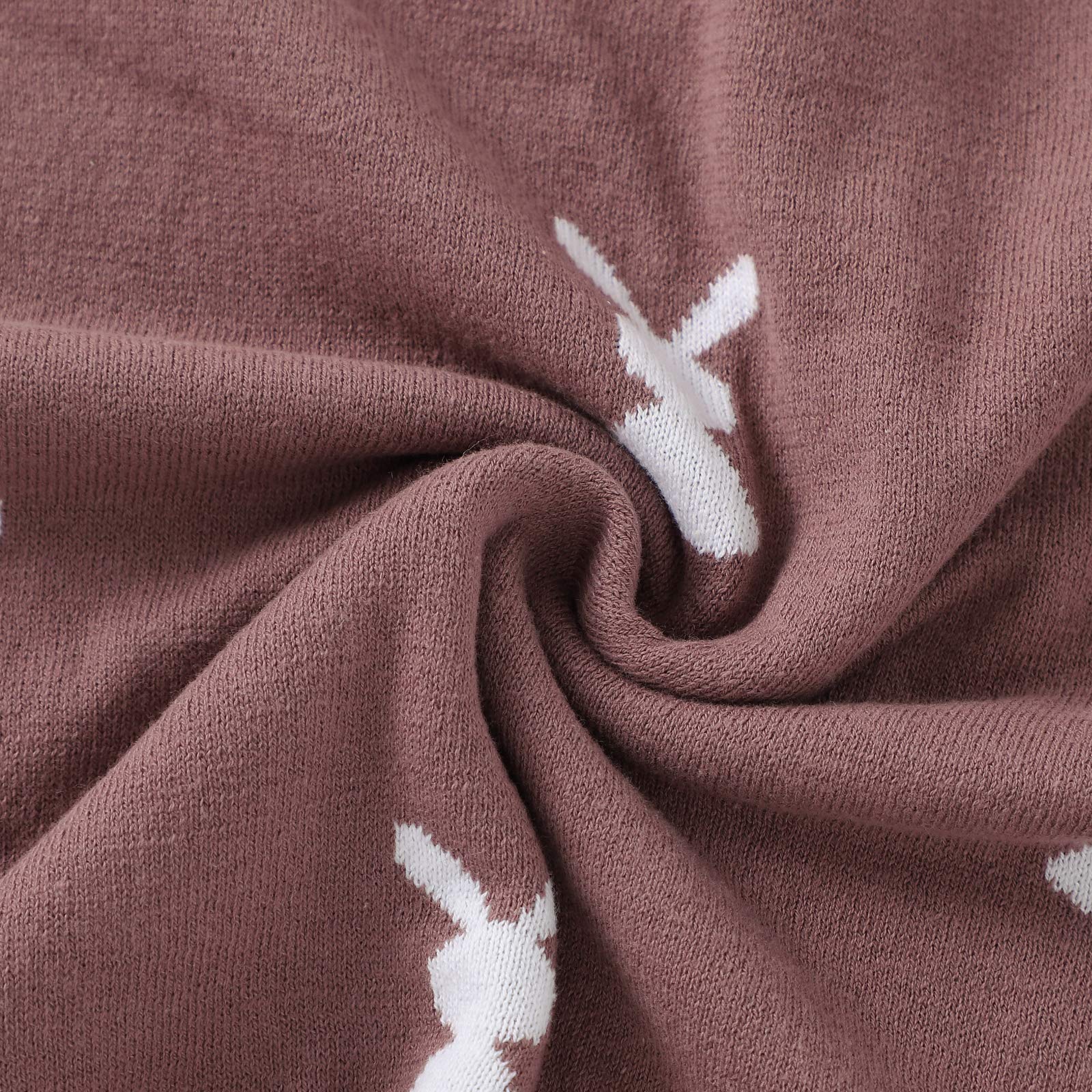 LAWKUL Baby Wrap Blanket Soft 100% Cotton Baby Blanket Knit Crib Receiving Blanket with Bunny Pattern Swaddle Cute Blanket for Babies Boy and Girl in Easter Size 40 * 30 Inches